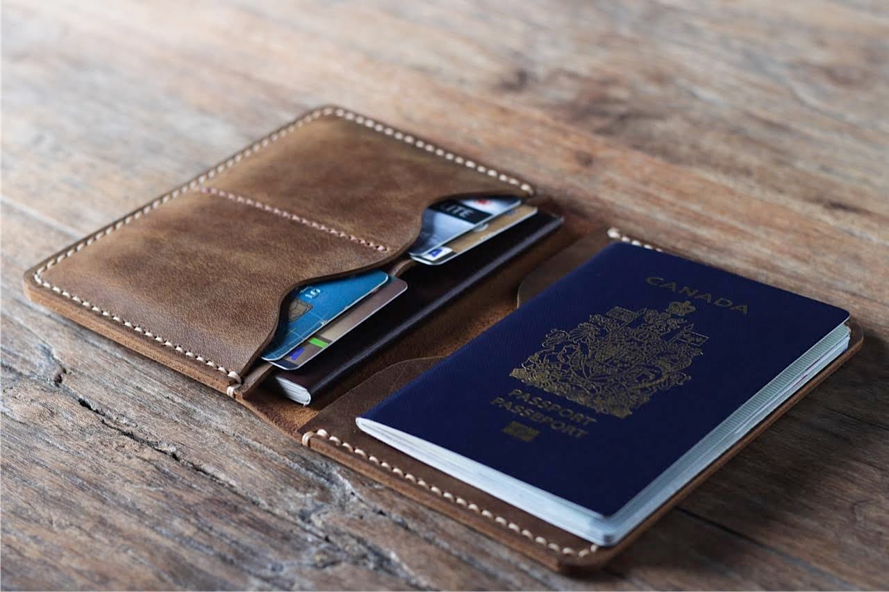 Mens Leather Travel Wallet Personalized Handmade Free Shipping 