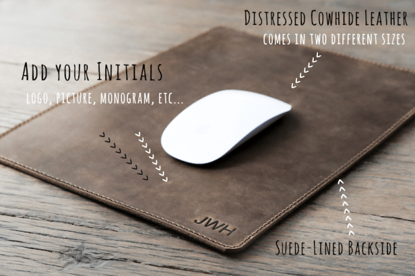 Personalized Leather Mouse Pad [Handmade to Order]